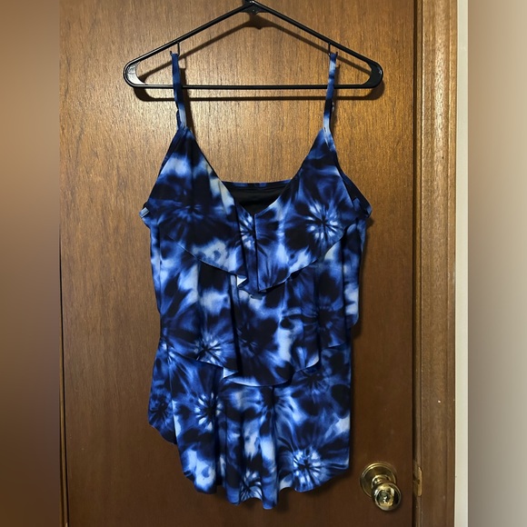 Aqua Green | Swim | Aqua Queen Tiered Tankini Swim Top In Blue Tie Dye ...